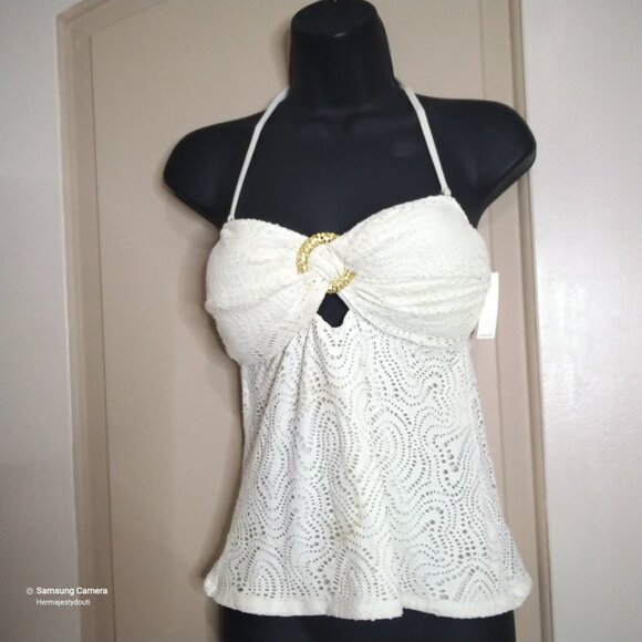 Trina Turk | Swim | Trina Turk White Swim Spa Gold Ornament Crisscross ...